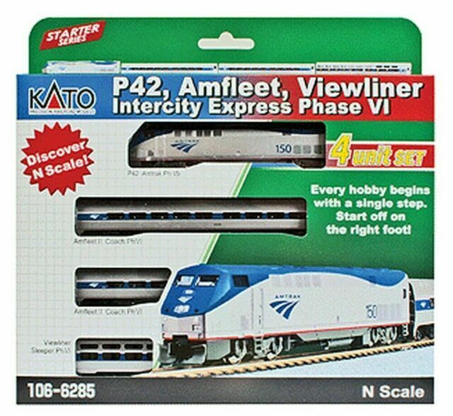 N GE P42 Amfleet II, Viewliner I Intercity Express 4-Unit Set| Eugene Toy & Hobby