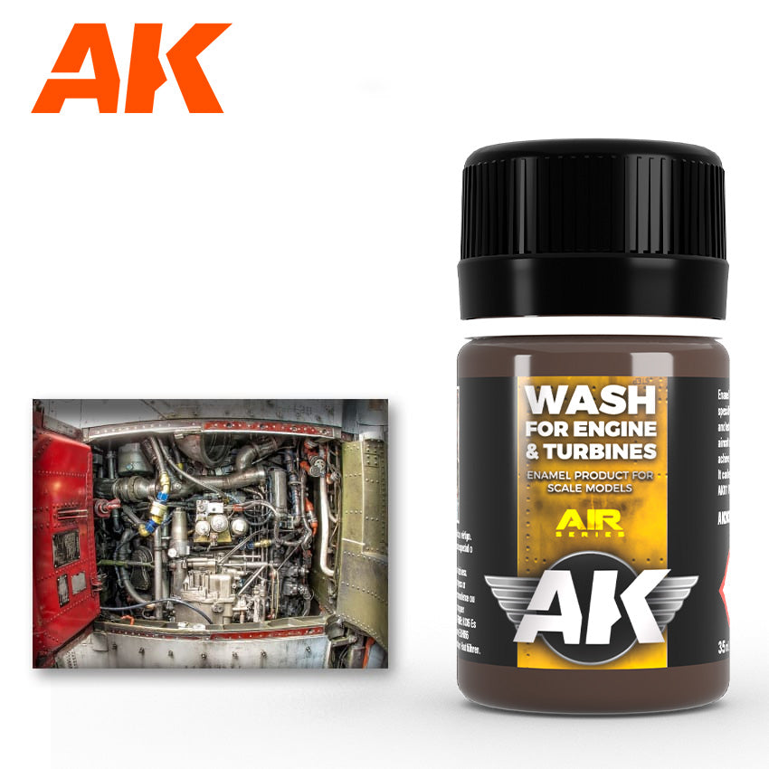 AK Enamel Aircraft Wash for Engines & Turbines| Eugene Toy & Hobby