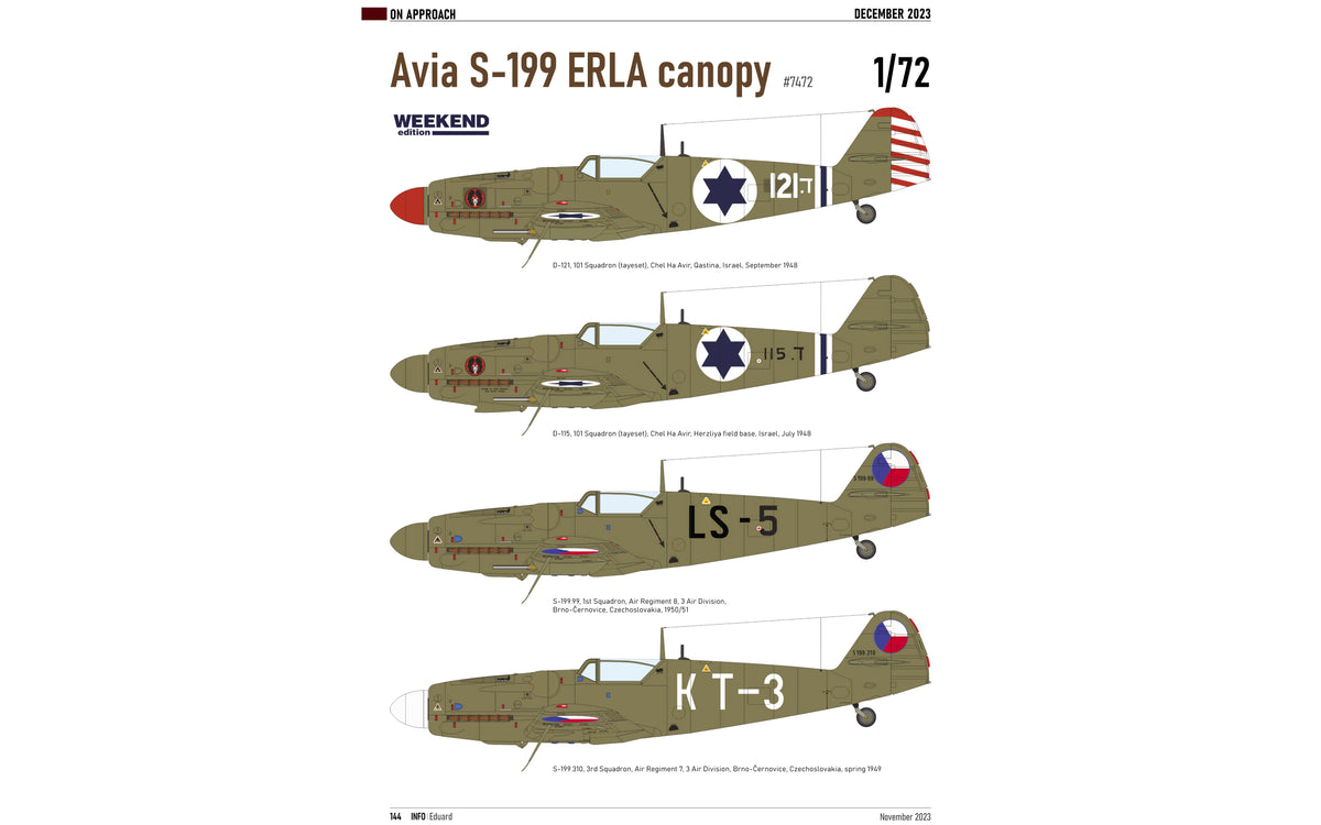 Avia S-199 w/ERLA Canopy ProfiPACK (1/72 Scale) Airplane Model Kit ...