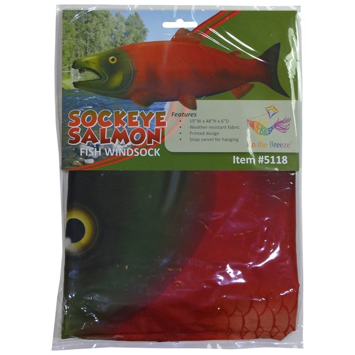 48" Sockeye Salmon Fish Windsock| Eugene Toy & Hobby