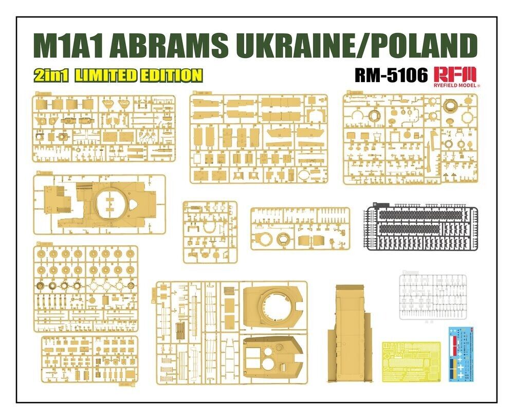 M1A1 Abrams Ukraine/Poland (1/35 Scale) Plastic Military Model Kit ...