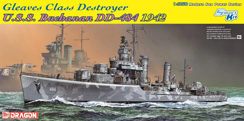 '1942' Gleaves Class Destroyer U.S.S. Buchanan DD-484 (1/350 Scale) Pl ...