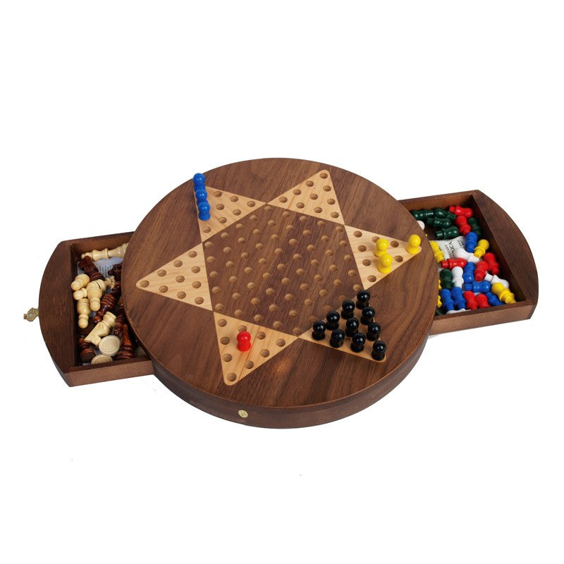 Round Walnut 3-in-1 Game Set| Eugene Toy & Hobby