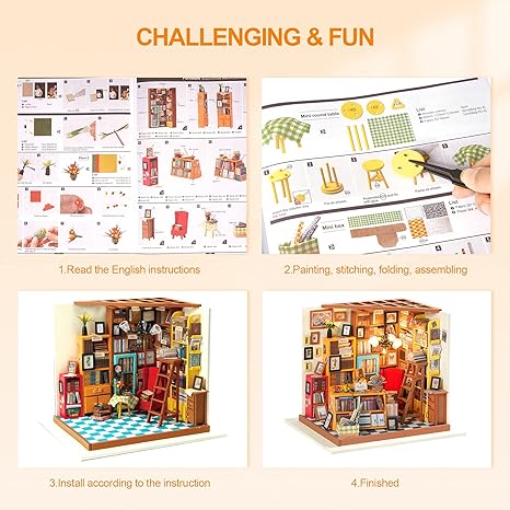 DIY Miniature House Kit - Sam's Study| Eugene Toy & Hobby