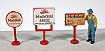 Vintage Gas Station Curb Signs Mobil (HO Scale)| Eugene Toy & Hobby