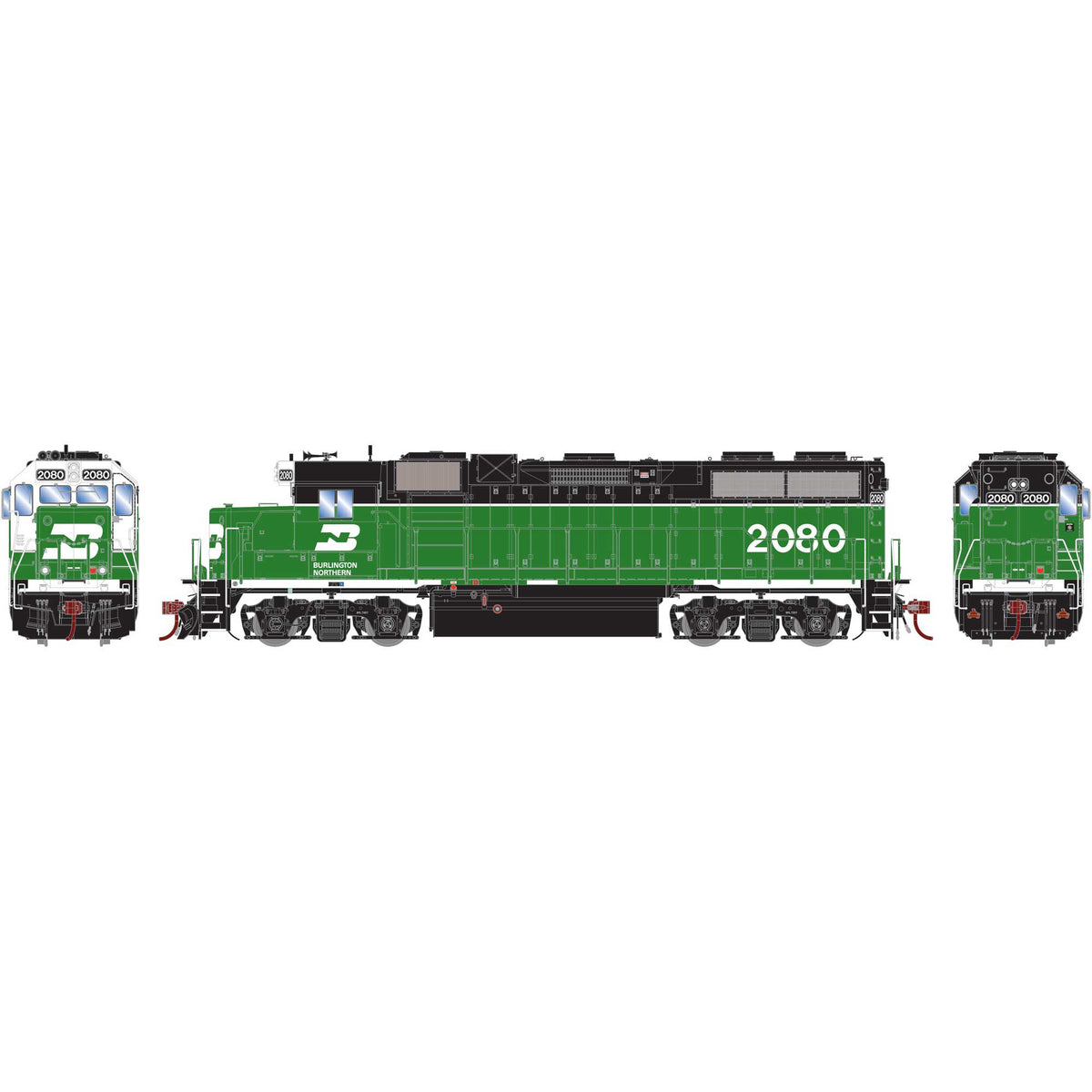 Burlington Northern (BN) #2080 (White Face) GP38-2 EMD Locomotive DCC ...