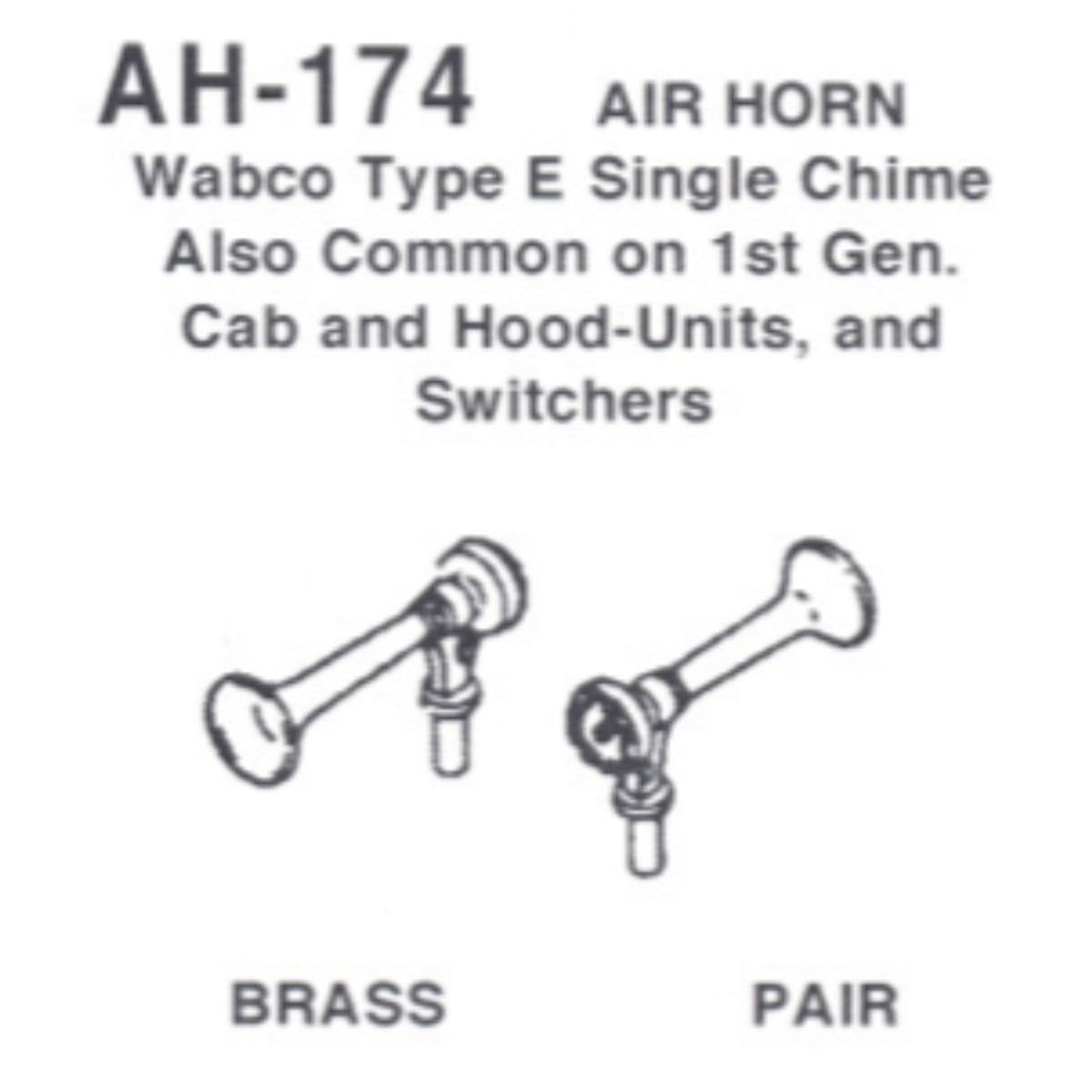 Wabco Type E Single Chime Air Horns| Eugene Toy & Hobby