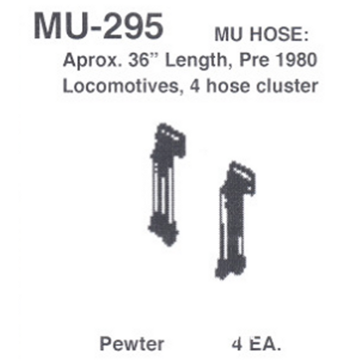 36" MU 4 Hose Cluster for Pre-1980 Locomotives| Eugene Toy & Hobby