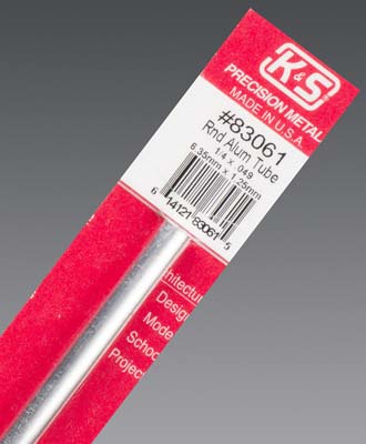 1/4" x .049" x 12" Tappable Aluminum Tube| Eugene Toy & Hobby