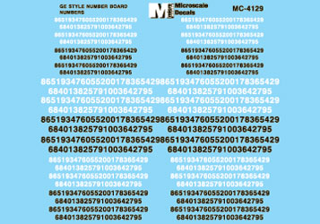 Number Board Numbers GE Style (1959+) HO Decal Set| Eugene Toy & Hobby