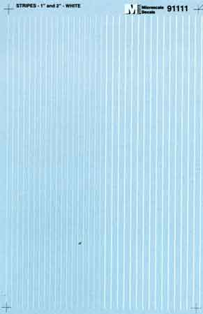 Stripes 1 & 2" Wide White HO Scale HO Decal Set| Eugene Toy & Hobby