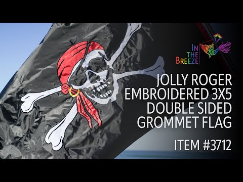 Jolly Roger Embroidered 3x5 Double Sided Grommet Flag| Eugene Toy & Hobby